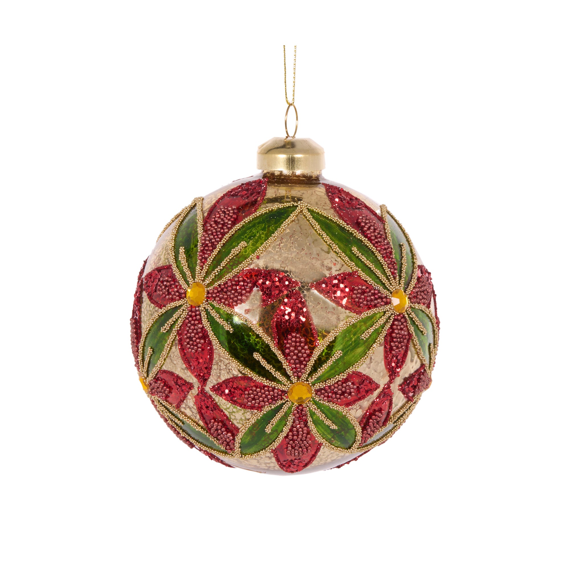 Traditonal Beaded Floral Bauble | Country Accent