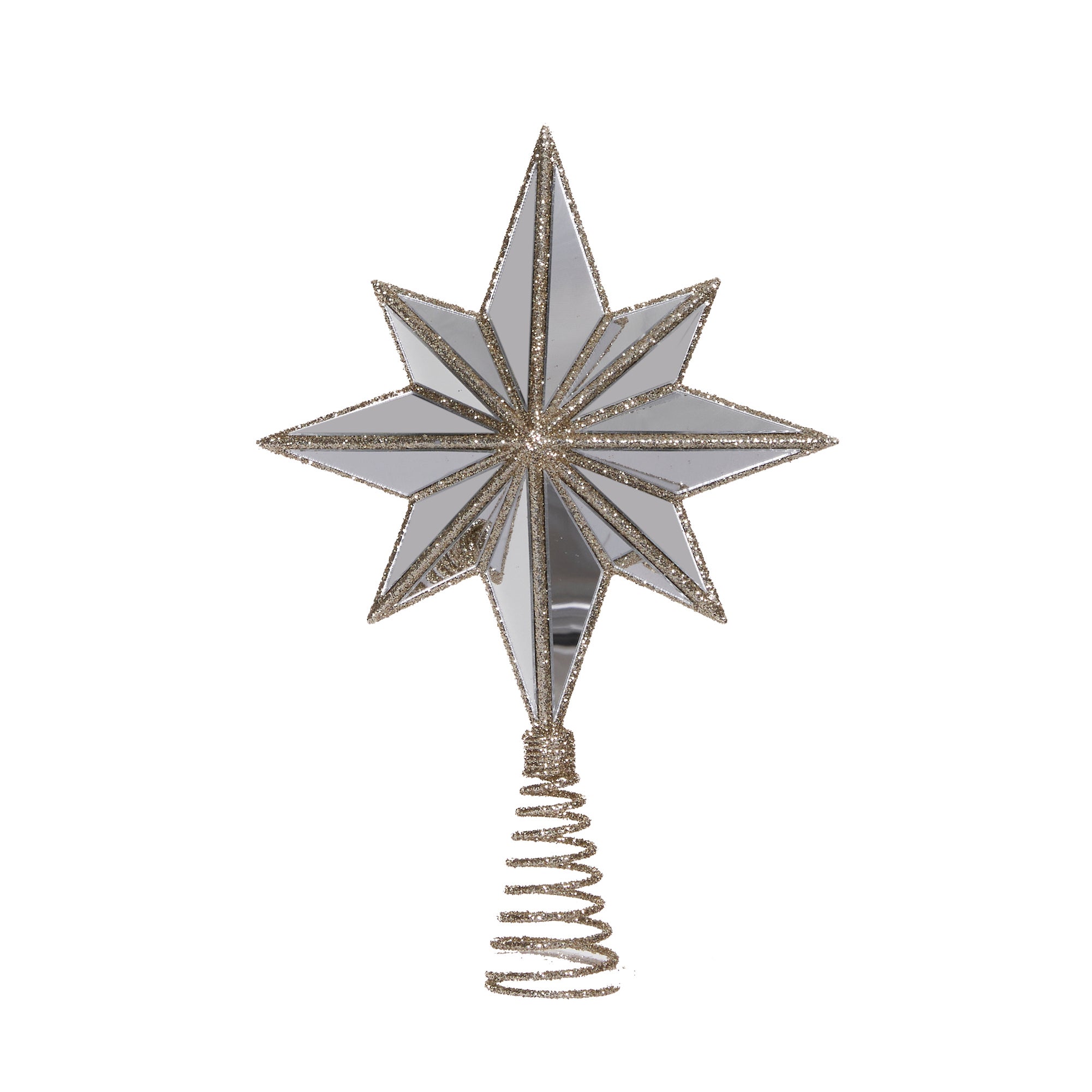 MINI 9 POINT MIRRORED TREE TOPPER STAR CHAMPAGNE | Country Accent